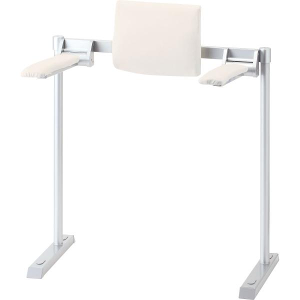 寸法：744×636（405）×870（1,141）（　）は手すりはね上げ時背もたれ ・手 す り： 合成皮革本体 ： 鋼管アクリル焼付塗装仕上げ（色：シルバー）