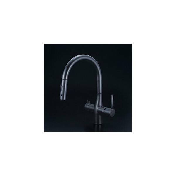 KVK KM6081ECM5 水栓本体のみ 浄水器専用グースネックシングルレバー式シャワー付混合栓 吐水口回転規制160°対応 マットブラック eレバー ケーブイケー - www ...