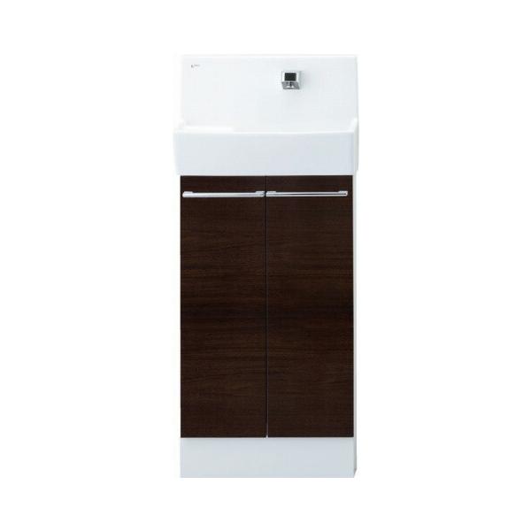 カウンター間口：410サイズワイド壁付自動水栓キャビネットタイプ床排水アクアセラミック一般地・寒冷地共通床壁共通給水仕様