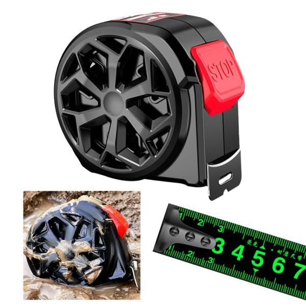 AZNABLE スケール メジャー 5m 巻き尺 測量 ストッパー付き 蛍光デザイン コンパクト 目盛りが見やすい