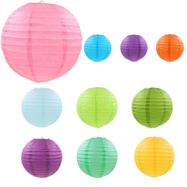 Alpha Depot 提灯 紙ちょうちん カラフル10色 丸型ランタン 15cm 夏祭り お盆 七夕 イベント パーティー 飾り 屋外装飾 無地タイプ 10個セット