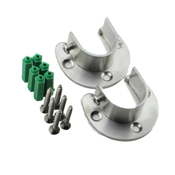 Alpha Depot 物干し竿固定 フランジソケット ポール ロッド ホルダー クローゼット U字型 x 2個セット