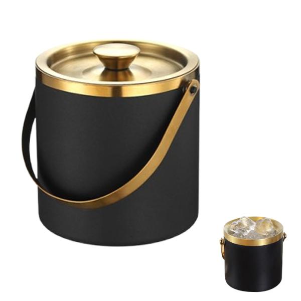 Qrit アイスペール アイスジャグ 【食品衛生法適合】アイスボックス 溶けない氷 とけない氷 アイスタンク クーラーバケット (ブラック, 2L)