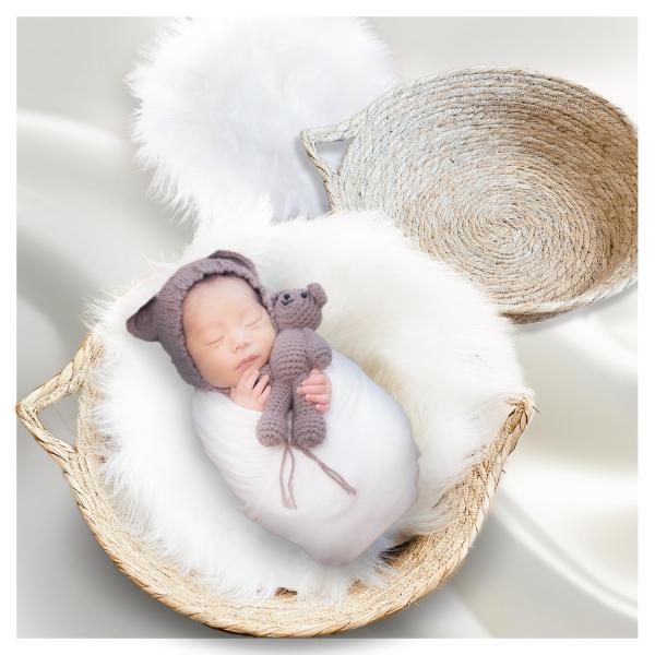 limande ニューボーンフォト かご ニュー ボーン フォト セルフ かごとファーマットのセット ニューボーン おくるみ 衣装 月齢フォトグッズ