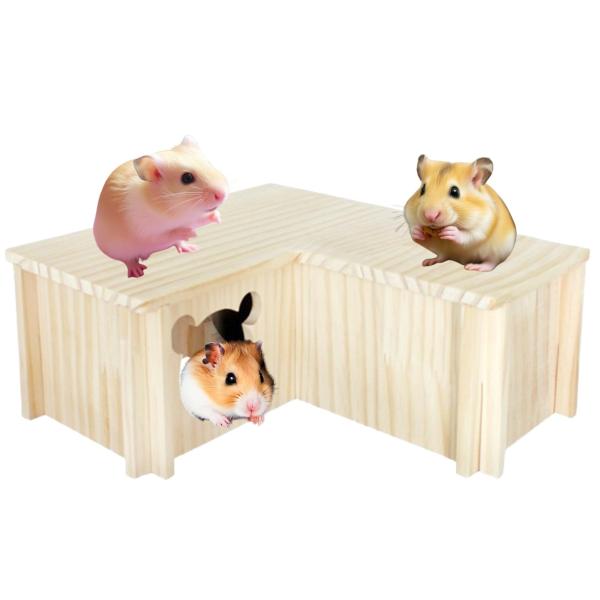 merrytime ハムスター 隠れ家 ハムスターの家 木製 小動物の健康 ストレス解消 遊び場 個室 天然木 ペット用 ケージ 自由設計 モルモット シマリス デグー