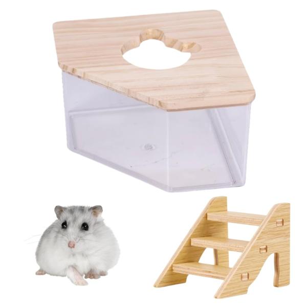 MaT store ハムスター トイレ 砂浴び はしご ハウス お風呂 ハリネズミ モルモット ステップ付き (タイプB)