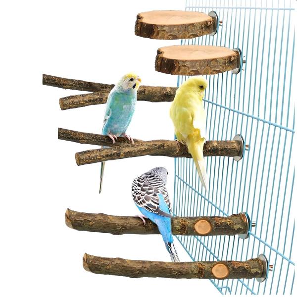 SALUDABLE 鳥 止まり木 止まり台 パーチ 自然木 インコ オウム 爪とぎ 6点セット