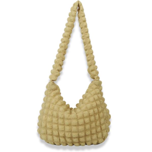 [Petit-Germe] プチジェルム ポップコーンバッグ ショルダーバッグ ジッパー付き ワッフルバッグ 手提げバッグ 軽量 バッグ ポコポコ 可愛い 韓国