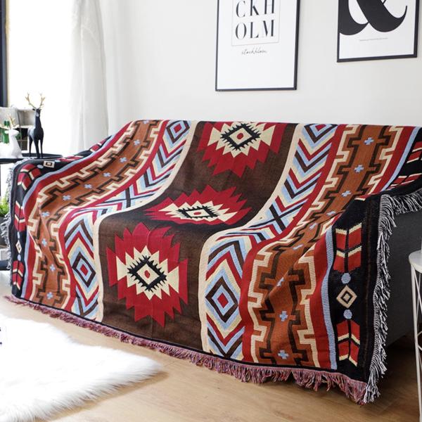 RYASHOP マルチラグ ラグマット ラグ 北欧 オルテガ柄 ソファーカバー レジャーシート キャンプ グランピング アウトドア 民族柄 rug 1.5畳