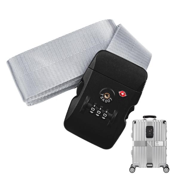 PIENSE スーツケースベルト クロスバンド TSAロック 荷物固定ベルト 旅行 便利グッツ ストラップベルト キャリーケース (グレー)
