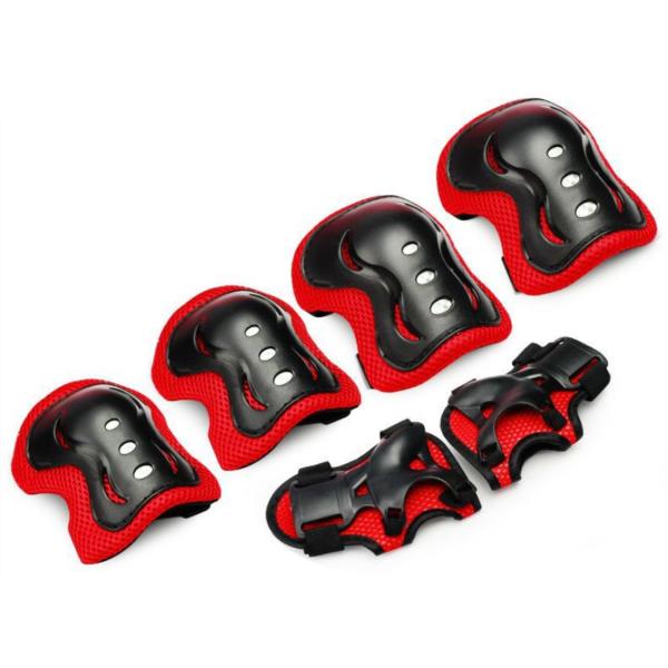 Asdays プロテクター キッズ 防具 保護パッド 自転車 子供用 手首 ひじ ひざ 6点セット (レッド)