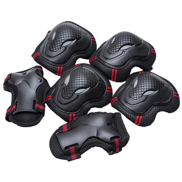 Asdays プロテクター キッズ 子供用 防具 保護パッド 自転車 手首 ひじ ひざ 6点セット (レッド, Mサイズ)