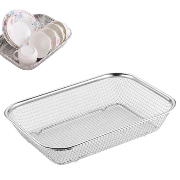 Asdays 水切りかご カゴ ステンレス バスケット 洗い物カゴ 食器 スリム 野菜 箸かご 多機能 大容量 軽量 便利 抗菌 防錆 省スペース (大：33×25×6cm)