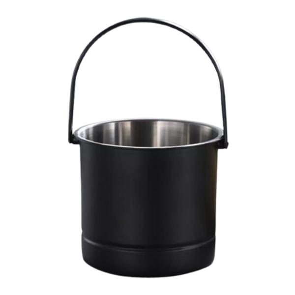 Asdays アイスペール 取っ手付き 大容量 溶けない アイスバケット 二重構造 真空断熱 氷入れ ステンレス製 1.6L (ブラック)