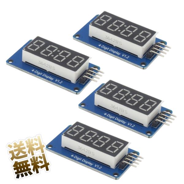 【発売日：2022年11月07日】4桁の赤の表示　0.36インチのLEDディスプレイ制御インターフェイス：合計4ピン（GND、VCC、DIO、CLK）、GND-グランド、VCC-電源、DIO-データ入出力ピン、CLK-クロック信号ピン●電圧...