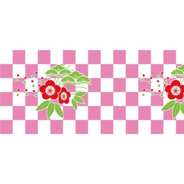 販売単位1本【特徴】華やかなピンクの市松模様に松竹梅があしらわれていてお正月の売り場演出に最適！50m巻でこの価格！安さに自信があります！雰囲気ある売り場作りでお客様の購買意欲を後押し！賑やかな装飾とそうでない売り場とで集客率に差が出ます。...