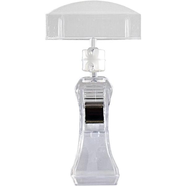 入り数 1【特長】効果的なディスプレイ、広告、商品演出に、店舗、売場販促の必需品、ポップクリップ、ジョイント部で角度が変えられます、透明。           POPやパウチカードの差込　掲示に。　クリップとカード差しの連結タイプ【寸法】W...