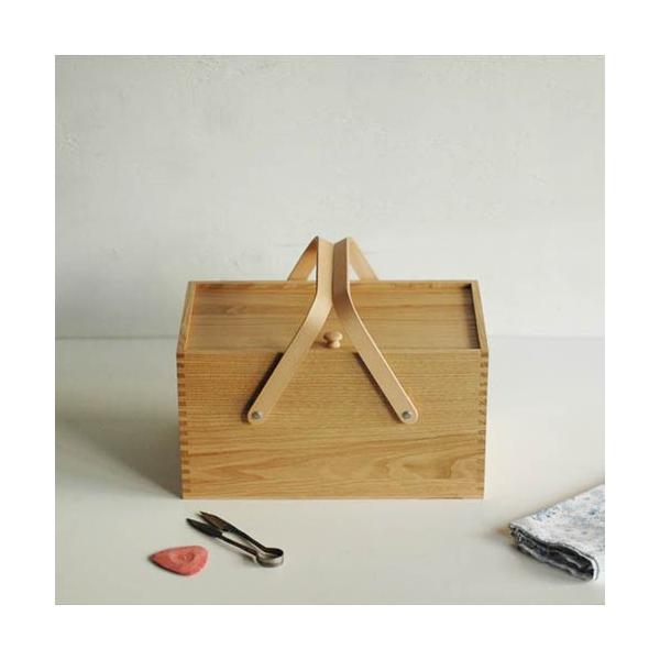 しっかりとした作りの、長く使えるソーイングボックスです。 ナチュラルな存在感と木目の風合いが美しく木の質感がぬくもりを感じさせます。 シンプルなデザインで使いやすさも充分。身の回りの小物入れとして使っても、とても重宝するかたちです。「遊佐刺...