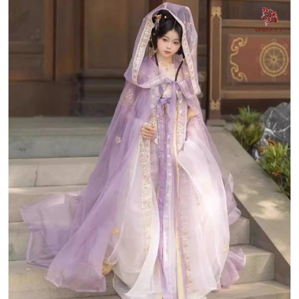 商品詳細  大人チャイナ服　中華衣裳内容 振袖羽織2枚、ワンピース、フード付きマント、ストールサイズ（cm）S：羽織丈130　バスト110以内　ワンピース丈115　バスト95以内M：羽織丈133　バスト114以内　ワンピース丈120　バスト...