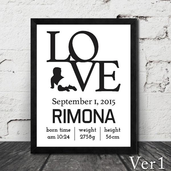 お子さまのご誕生の記念や出産のお祝いに、モノトーンでおしゃれなメモリアルポスターです。お名前、生年月日、生まれた時間、体重、身長がオーダーメイドでお入れできます。お子さまのご誕生記念、ご両親へのプレゼント、ご友人様への出産祝いに世界にひとつ...