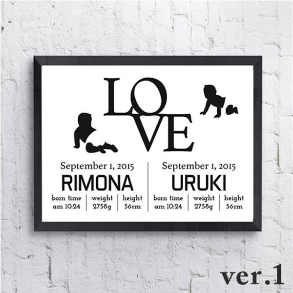 お子さまのご誕生記念や出産のお祝いに、モノトーンでおしゃれなメモリアルポスターです。2人分のお名前、生年月日、生まれた時間、体重、身長がオーダーメイドでお入れできます。お子さまのご誕生記念、ご両親へのプレゼント、ご友人様への出産祝いに世界に...