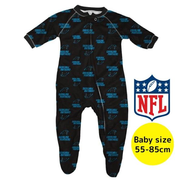 商品名：NFL公式 55-85cm ロンパース 足つきカバーオール ベビー服 出産祝い カロライナ・パンサーズ Carolina Panthers・アメリカ4大スポーツ（NFL・NBA・MLB・NHL）の公式ライセンスを持つ本格ブランド。現...