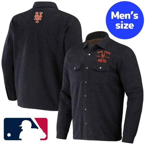 商品名：MLB公式 メンズ シャケット ジャケット シャツ風アウター ニューヨーク・メッツ 千賀滉大 New York Mets Ringstop Full-Snap Shacket・NFL・NBA・MLB・NHLなど世界的に人気のプロスポ...