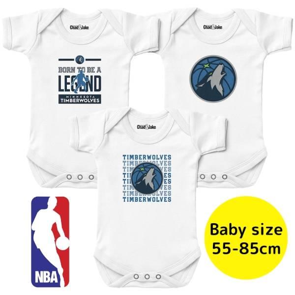 商品名：NBA公式 55-85cm ボディスーツ3枚セット ベビー服 ロンパース 出産祝い ミネソタ・ティンバーウルブズ アンソニー・エドワーズ Minnesota Timberwolves・アメリカ4大スポーツ（NFL・NBA・MLB・N...