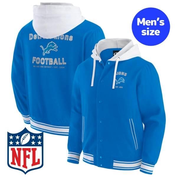 商品名：NFL公式 メンズ アウター スタジャン デトロイト・ライオンズ Detroit Lions Full-Snap Hoodie Jacket・NFL・NBA・MLB・NHLなど世界的に人気のプロスポーツリーグ公式ライセンス商品を展開...