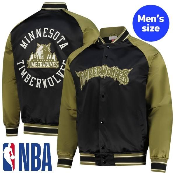 商品名：NBA公式 メンズ スタジャン ジャケット アウター ミッチェルアンドネス ミネソタ・ティンバーウルブズ アンソニー・エドワーズ Minnesota Timberwolves・NFL・NBA・MLB・NHLなど世界的に人気のプロスポ...