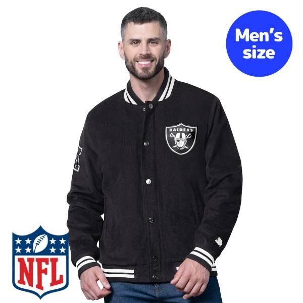 商品名：NFL公式 メンズ アウター スタジャン ジャケット スターター Starter ラスベガス・レイダース Las Vegas Raiders Blackout Corduroy Full-Snap Varsity Jacket・NF...