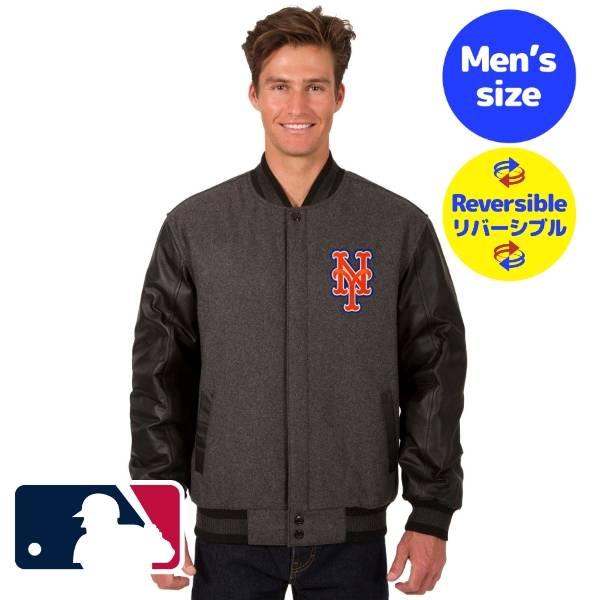 商品名：MLB公式 メンズ アウター スタジャン バーシティジャケット 千賀滉大 ニューヨーク・メッツ NY Mets Wool &amp; Leather Reversible Jacket・アメリカ4大スポーツ（NFL・NBA・MLB・...