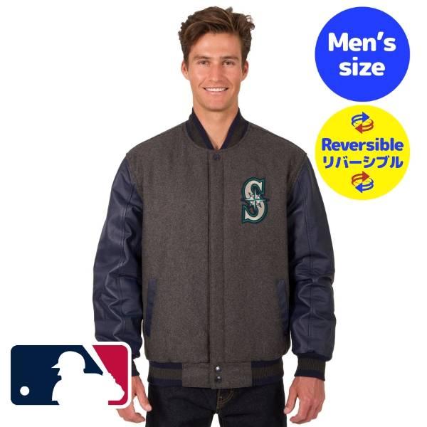 商品名：MLB公式 メンズ アウター スタジャン バーシティジャケット イチロー シアトル・マリナーズ Mariners Wool &amp; Leather Reversible Jacket・アメリカ4大スポーツ（NFL・NBA・MLB...