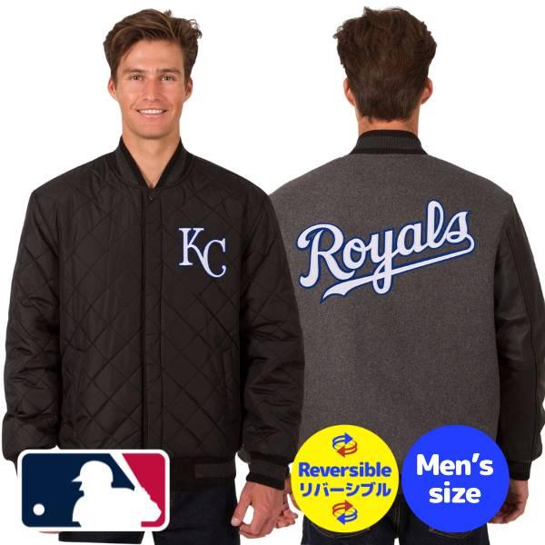 商品名：MLB公式 メンズ アウター スタジャン バーシティジャケット カンザスシティ・ロイヤルズ KC Royals Wool &amp; Leather Reversible Jacket・アメリカ4大スポーツ（NFL・NBA・MLB・...