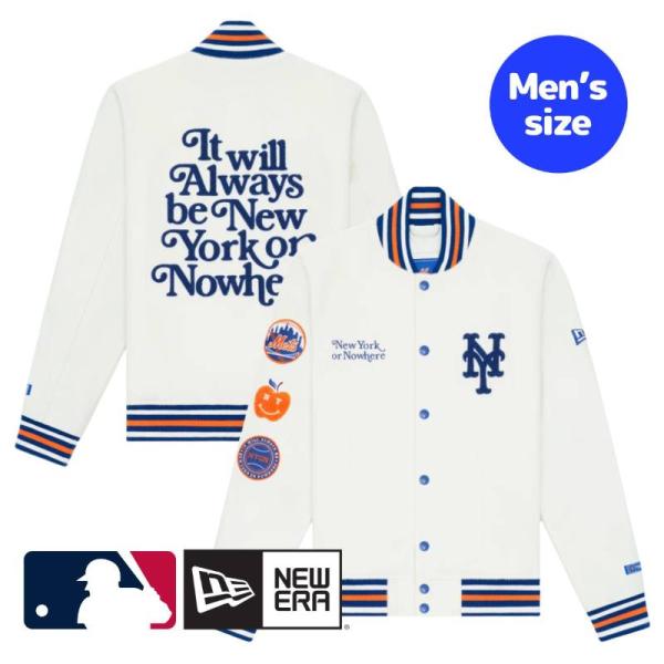 商品名：New Era MLB公式 メンズ アウター バーシティジャケット スタジャン ジャンパー ニューエラ メッツ 千賀滉大・アメリカ四大メジャースポーツ MLB・NBA・NFL・NHL の公式アイテム。 チームのロゴやカラーが際立つデ...