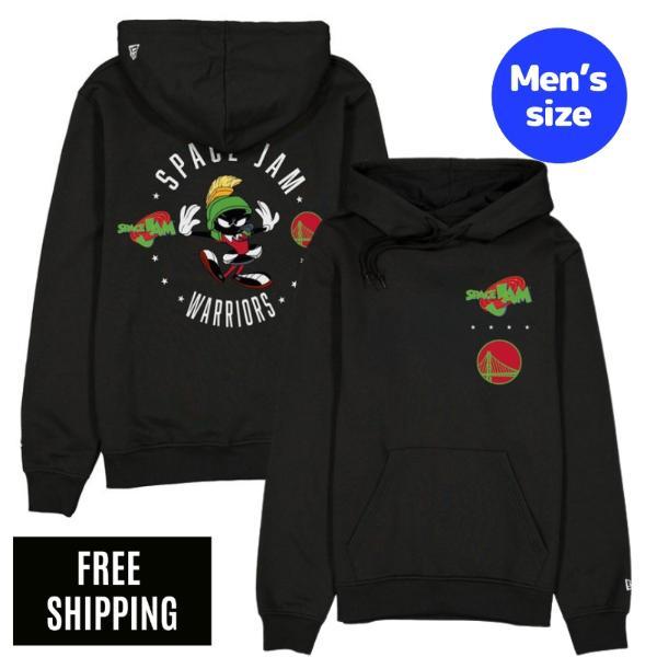 商品名：NBA メンズ パーカー 長袖トップス ウォリアーズ New Era ニューエラ Space Jam x Golden State Warriors Black Hoodie・NFL・NBA・MLB・NHLなど世界的に人気のプロスポ...