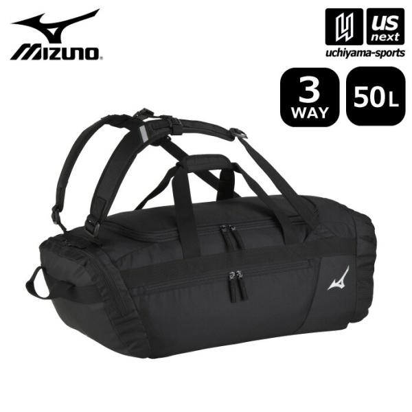 /メーカー ミズノ（MIZUNO） /品名 チーム3WAYバッグ /品番 33JB3106 /サイズ L29×W25×H66cm /容量 約50L /重量 約850g /カラー 09（ブラック） /素材名 ポリエステル（裏加工PU）、合成皮...