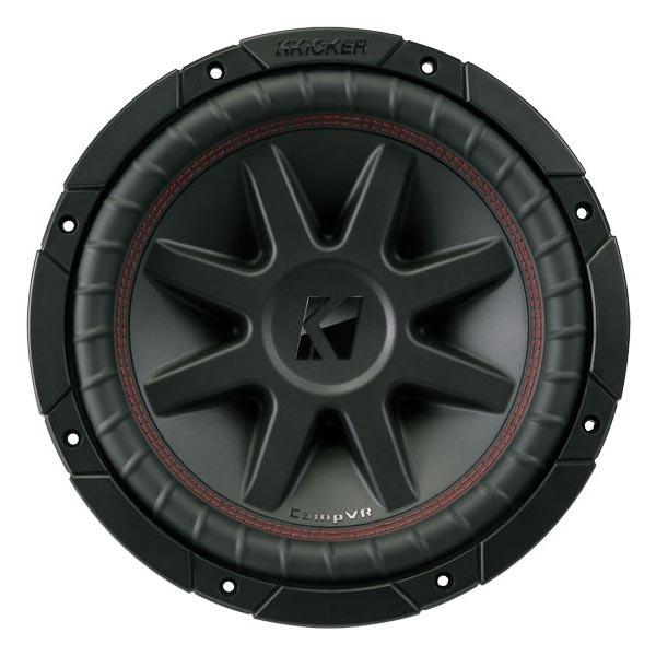 Kicker 最新型のCVRシリーズ30cmサブウーハーCompVR12（43CVR122) 2ΩDVCです。入力：400/800W（RMS/最大）, 音圧レベル: 86.9dB(1W/1m)、再生周波数帯域：25〜500Hz、取付穴直径:...