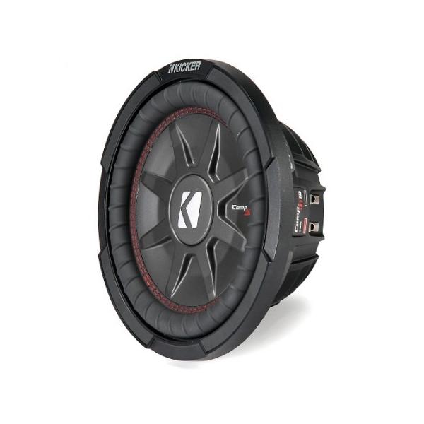 Kicker 25cm薄型サブウーハーCompRT10（43CWRT101) 1ΩDVCです。入力：400/800W（RMS/最大）, 音圧レベル: 84.8dB(1W/1m)、再生周波数帯域：25〜500Hz、取付穴直径:23.1cm,　...