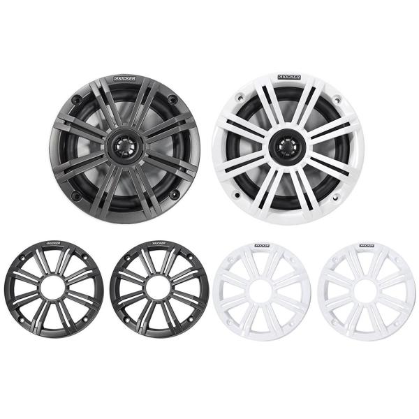 Kicker 湿気環境に強いマリングレード16.5cm(6.5")　4Ω, 2-Wayコアキシャルスピーカー45KM654（ペア）です。●定格入力：65W●瞬間最大入力：195W●インピーダンス：4Ω●能率:90dB,再生周波数帯：35Hz...
