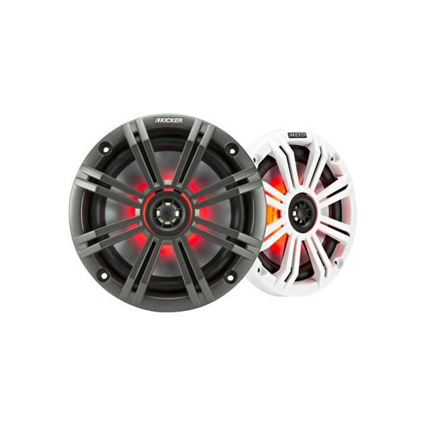 Kicker 湿気環境に強いマリーングレードマルチLED搭載 16.5cm（6.5"）4Ω,2-Wayコアキシャルスピーカー45KM654L（ペア）です。定格入力：65W,瞬間最大入力：195W,能率：90dB,再生周波数帯：35Hz〜21...