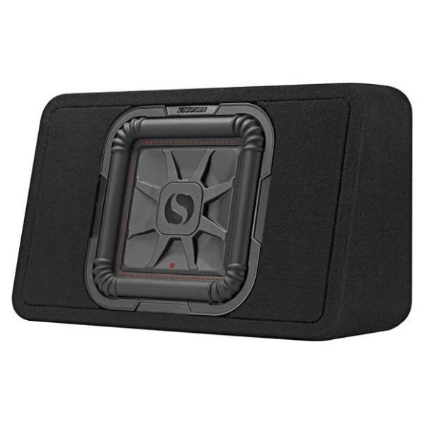 KickerのSolo-Baric L7T 薄型 25cm (10インチ) 純正ウーハーBOX 46TL7T102です。入力:500W/1000W(RMS/最大),音圧レベル:84.1dB(1W/1m)、サイズ:奥行き(上):11.3cm、...