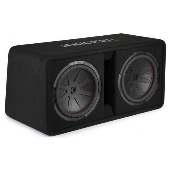 Kicker 最新型 30cm (12インチ) デュアル純正ウーハーBOX 48DCWR122です。入力:1000W/2000W (RMS/最大) ,音圧レベル:95.8dB (1W/1m)、サイズ:奥行き (上) :35.6cm、奥行き ...