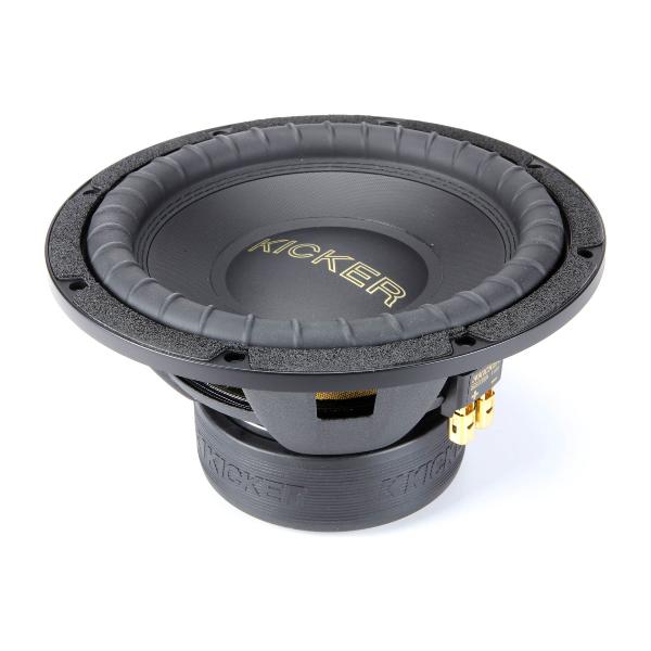 Kicker 50周年記念モデルゴールドシリーズ 25cm（10インチ）GOLD104（50GOLD104）です。●入力：200〜400W/800W（RMS/最大）,音圧レベル：85.7dB（1W/1m）、再生周波数帯域：30〜500Hz、...