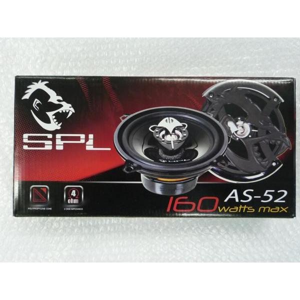 アメリカ SPL の13cm (5.25インチ）Gorillaシリーズ2-Way コアキシャルスピーカーAS-52（セット）です。最大入力：160W，定格入力：80W，公称インピーダンス：4Ω，周波数特性：90Hz〜20kHz，音圧レベル：...