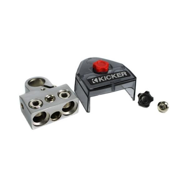 KICKER +/- 共通バッテリーターミナル BT4です。 KICKER BT4のバッテリーターミナルは、1/0〜8ゲージのワイヤーで接続できます。このバッテリーターミナルは、Versa-Gauge接続ポイントと特大六角ネジを採用し、確実...