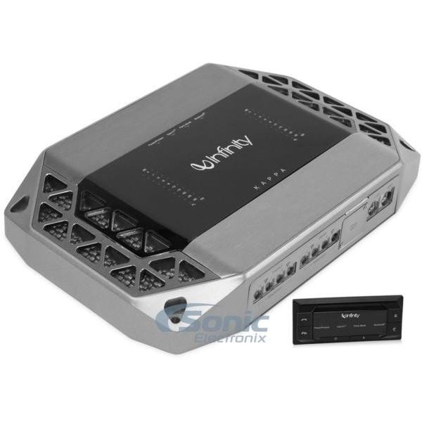 Infinity Kappaシリーズ D Class Bluetooth（ブルートゥース)機能内蔵の4chパワーアンプKappa K4です。最大出力(Peak)：1500W,定格出力：120Wx4(2Ω）,100Wx4(4Ω）,　240Wx...