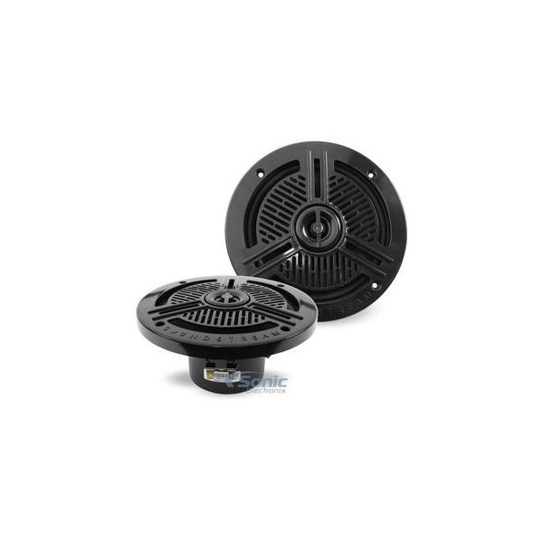 Soundstream マリーングレード16.5cm (6.5") 2-WayコアキシャルスピーカーMS.65B (黒色/ペア）です。定格入力:80W,最大入力:160W,公称インピーダンス:4Ω,能率:86dB,取付穴直径:140mm,取...