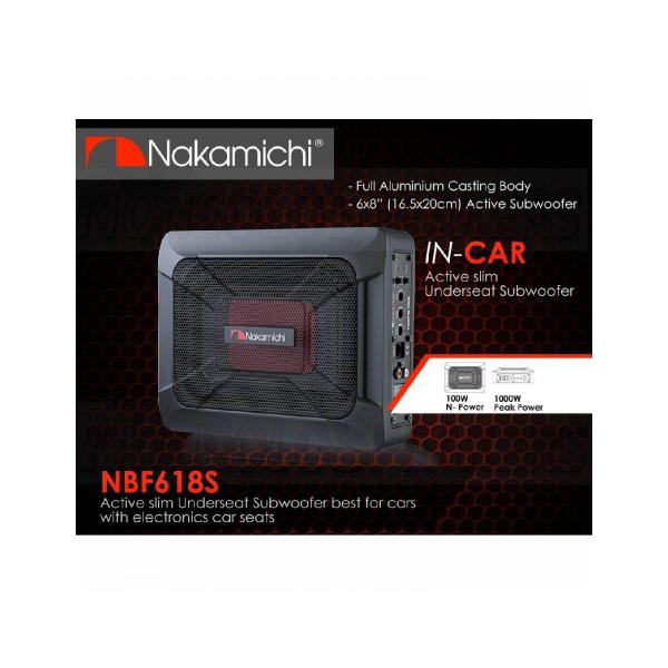 音楽の感動を世界の人々に伝える日本が誇る高品質ブランドNakamichi アンプ内蔵の15.2x20.3cm (6x8インチ) アルミ材質純正ウーハーBOX NBF618Sです。アルミ材質ウーファー使用:6x8インチ (15.2x20.3c...