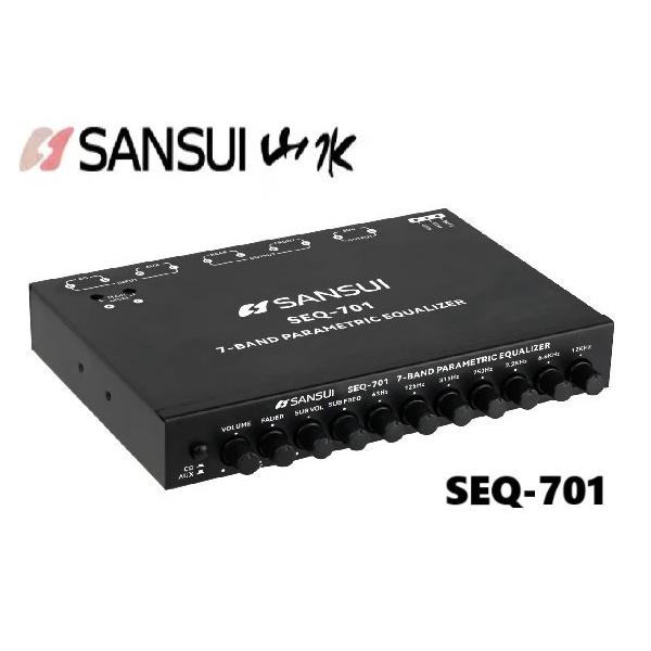 「高品質・高信頼性」をモットーにしてきた日本のブランド SANSUI 7バンドパラメトリックイコライザーSEQ-701です。商品特徴：電源：10〜15V DC（マイナス、グランド）最大出力電圧：8V RMSTHD：0.01%周波数特性：10...